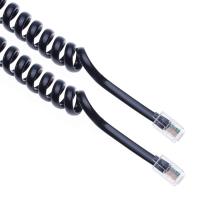China OEM Coiled Spring RJ9 4P4C RJ11 Telephone Cable 1m 2m 3m Spiral Flat Cat3 ADSL for sale