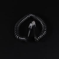 China OEM Coiled Spring RJ9 4P4C RJ11 Telephone Cable 1m 2m 3m Spiral Flat Cat3 ADSL for sale