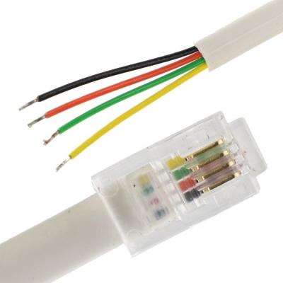 China OEM RJ9 4P4C Male to Stripped Tinned Wire Open End Telephone Cable 1m for sale