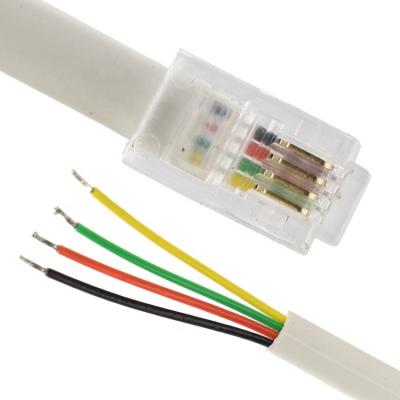 China OEM RJ9 4P4C Male to Stripped Tinned Wire Open End Telephone Cable 1m 2m 3m for sale