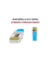 China Custom Black RJ45 8P8C to RJ11 6P4C Telephone Modem WAN Cable 1m for sale