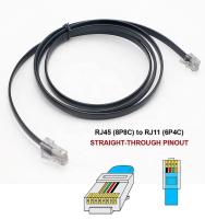 China Custom Black RJ45 8P8C to RJ11 6P4C Telephone Modem WAN Cable 1m for sale