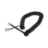 China Coiled Spring RJ9 4P4C RJ11 Telephone Cable 1m 2m 3m Black White Spiral Flat Cat3 ADSL for sale