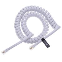 China Coiled Spring RJ9 4P4C RJ11 Telephone Cable 1m 2m 3m Black White Spiral Flat Cat3 ADSL for sale