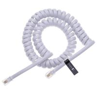 China Coiled Spring RJ9 4P4C RJ11 Telephone Cable 1m 2m 3m Black White Spiral Flat Cat3 ADSL for sale