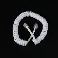 China Coiled Spring RJ9 4P4C RJ11 Telephone Cable 1m 2m 3m Black White Spiral Flat Cat3 ADSL for sale