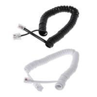 China Coiled Spring RJ9 4P4C RJ11 Telephone Cable 1m 2m 3m Black White Spiral Flat Cat3 ADSL for sale
