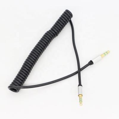 China Coiled Spiral Spring 3.5mm Male to Male Aux Audio Cable 1m for Speaker Headphone for sale