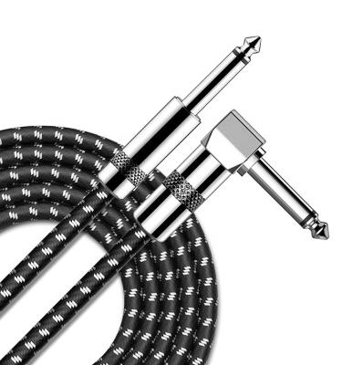 China 3M 6.35mm TS Right Angle to Straight Guitar Patch Cable - Braided Jacket Instrument Cable for Bass Amplifier Pedal for sale