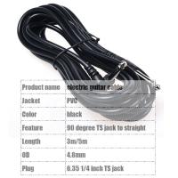 China 10FT 6.35mm TS Jack Guitar Cable with 90-Degree Angle Connector for Professional Music Instruments for sale