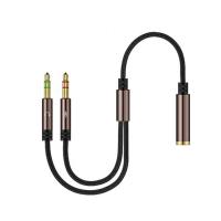 China High Quality 3.5mm Audio Splitter Cable 1 Female to 2 Male 0.3m Length for Headset Mic for sale