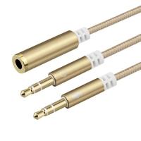 China High Quality 3.5mm Audio Splitter Cable 1 Female to 2 Male 0.3m Length for Headset Mic for sale