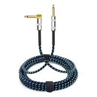China 10ft Blue Braided Guitar Cable with 90 Degree Angled 1/4
