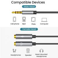 China 3.5mm Audio Splitter Cable 1 Male to 2 Female with 0.35m Length for Headset and Microphone for sale