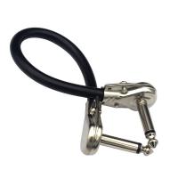 China 1/4 Inch Golden Right Angle TS Jack Guitar Cable - 10cm/15cm/30cm Lengths with PVC Jacket for sale