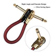 China 1/4 Inch Golden Right Angle TS Jack Guitar Cable - 10cm/15cm/30cm Lengths with PVC Jacket for sale