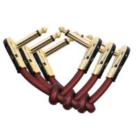 China 1/4 Inch Golden Right Angle TS Jack Guitar Cable - 10cm/15cm/30cm Lengths with PVC Jacket for sale
