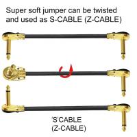 China 1/4 Inch Golden Right Angle TS Jack Guitar Cable - 10cm/15cm/30cm Lengths with PVC Jacket for sale