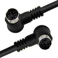 China Custom 1M 2M 3M Shielded 90 Degree Right Angle S Video Male to Male 7 Pin Mini Din Extension Cable for sale