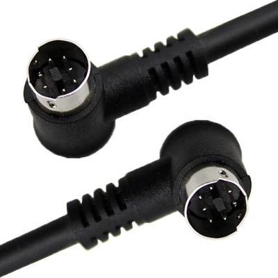 China Custom 90 Degree Right Angle L Shape 7 Pin Mini Din Extension Cable Male to Male 1m 2m 3m for STB for sale