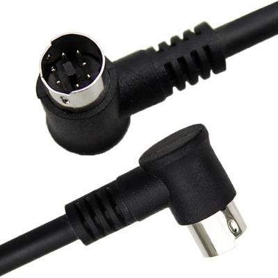 China Custom 1M 2M 3M Shielded 90 Degree Right Angle S Video Male to Male 7 Pin Mini Din Extension Cable for sale