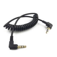 China OEM Coiled 1m to 5m 3.5mm TRS Stereo Audio Cable with 90-Degree Right Angle Connectors for sale