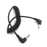 China OEM Coiled 1m to 5m 3.5mm TRS Stereo Audio Cable with 90-Degree Right Angle Connectors for sale