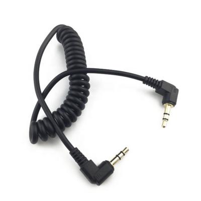China Coiled Spring 90 Degree Right Angle 3.5mm TRS Jack to Jack Stereo Audio Cable 1m for sale