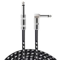China 1/4 Inch 6.35mm TS Right Angle Guitar Patch Cable 3m Length with Braided Jacket for Amplifier and Music Instruments for sale