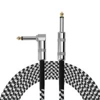 China Durable Braided 3M 10FT Guitar Cable with Right Angle to Straight 6.35mm TS Jack Connectors for sale