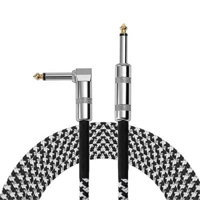 China Durable Braided 3M 10FT Guitar Cable with Right Angle to Straight 6.35mm TS Jack Connectors for sale