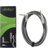 China Durable Braided 3M 10FT Guitar Cable with Right Angle to Straight 6.35mm TS Jack Connectors for sale