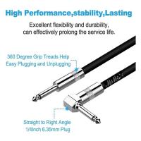 China Durable Braided 3M 10FT Guitar Cable with Right Angle to Straight 6.35mm TS Jack Connectors for sale