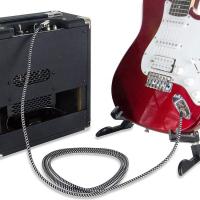China Durable Braided 3M 10FT Guitar Cable with Right Angle to Straight 6.35mm TS Jack Connectors for sale