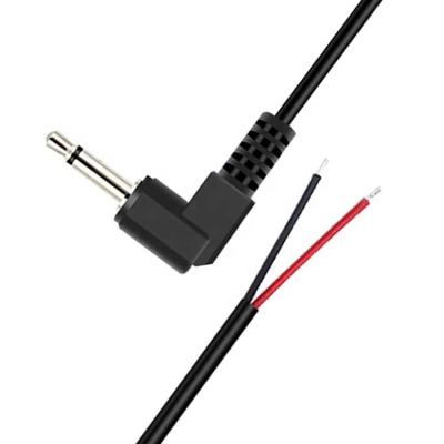China 90 Degree Right Angle 2 Poles TS 3.5mm Stereo Audio Jack to Bare Wire Cable 1m for sale