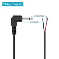 China 90 Degree Right Angle 2 Poles TS 3.5mm Stereo Audio Jack to Bare Wire Cable 1m for sale