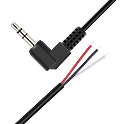 China 90 Degree Right Angle 3.5mm TRS Stereo Audio Jack to Bare Wire Cable 1m 2m for sale