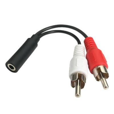 China 3.5mm Female to Dual RCA Male Audio Cable 10cm for DVD Car HDTV Speaker Connections for sale