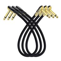 China 1/4 Inch Gold Right Angle TS Jack Guitar Patch Cable 15CM 20CM 30CM for Effects Pedal Board for sale