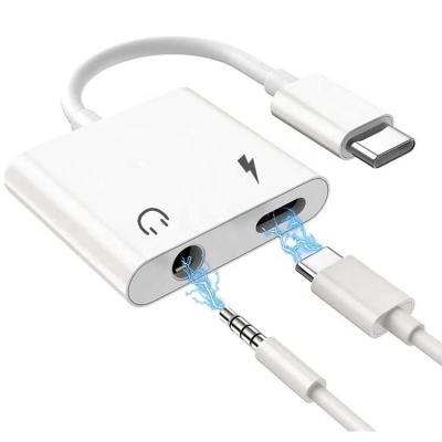 China USB C to 3.5mm Headphone Jack Adapter 2 in 1 DAC Audio Dongle with Charging Port 13cm for Pixel Samsung for sale