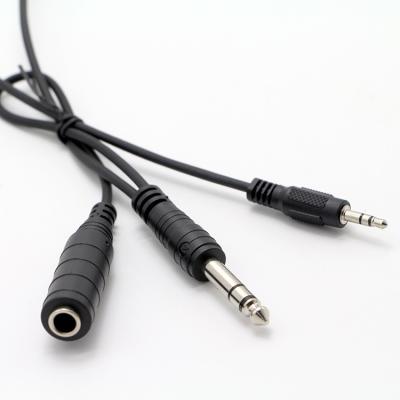 China 6.35mm to 3.5mm TRS Y-Splitter Audio Cable - Male to Female 1m/2m/3m/5m Options for Microphone and Stereo Applications for sale