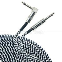 China 10ft 3M Braided Guitar Cable with Right Angle to Straight 1/4