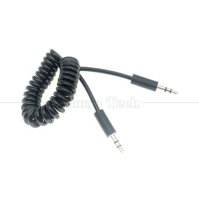 China Spring Coiled 3.5mm Male to Male Aux Stereo Audio Extension Cable 1m for sale