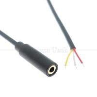China Gold Plated 3.5mm TRS 3 Pole Shield Audio Jack Female to Tinned Bare Wires Open End Cable 15cm for sale