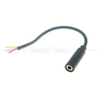 China Gold Plated 3.5mm TRS 3 Pole Shield Audio Jack Female to Tinned Bare Wires Open End Cable 15cm for sale