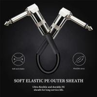 China 1/4 TS Jack 90 Degree Guitar Patch Cable - 15cm/30cm Length with PVC Braid for Amplifier Effects for sale