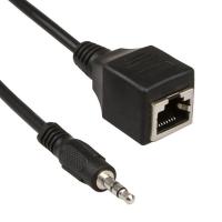 China 3.5mm Stereo Audio Jack to RJ45 Female Socket Ethernet Extender Cable for sale
