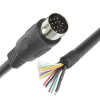 China Custom 1M 2M Shield 13 PIN Din Connector to Open Wire Pigtail Cable for sale