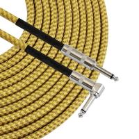 China Durable Braided 3M 10FT Right Angle Straight 1/4 TS Jack Electric Instrument Guitar Patch Cable for sale