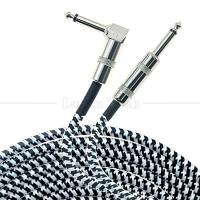 China Braided 6.35mm TS Right Angle Guitar Patch Cable 10ft 20ft Low Noise High Fidelity for sale